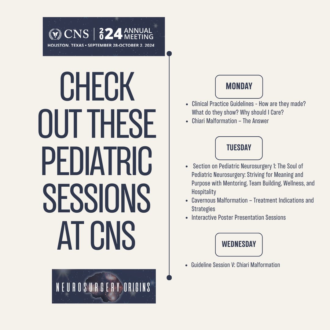Pediatric Neurological Surgery Section of the AANS/CNS 2024 Annual Meeting Dec 12-15 in NYC ...