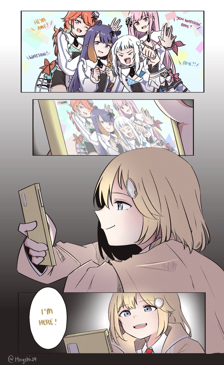 「Myth is 5 forever 🧡💜🩵🩷💛 #ameliaRT #gawrt #inART #callil」Meyshi💫の漫画