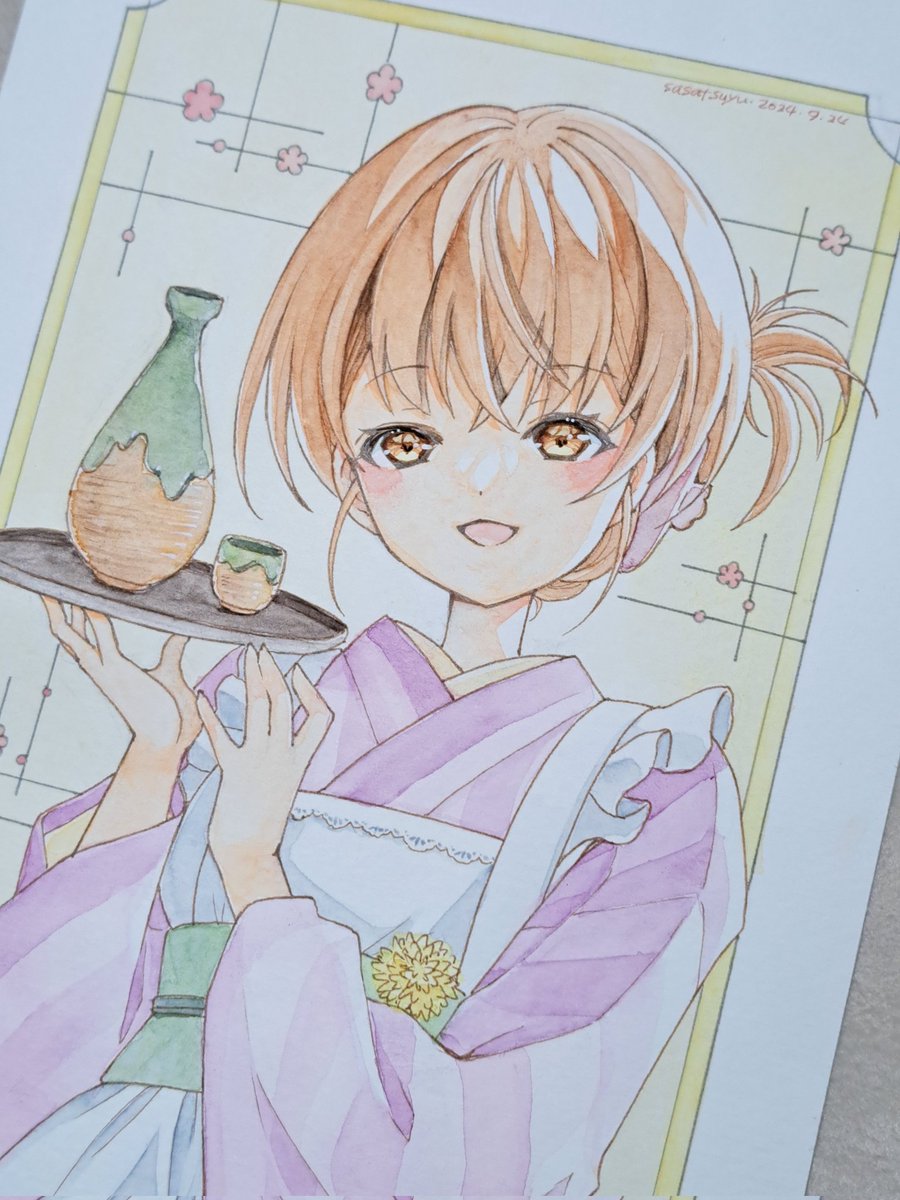 「とりあえず塗りおわ合う額がないのでマットでも作るかな#アナログ絵 」|ささつゆ🦊5/5【COMITIA144】H28b📚5/6【A40】参加のイラスト