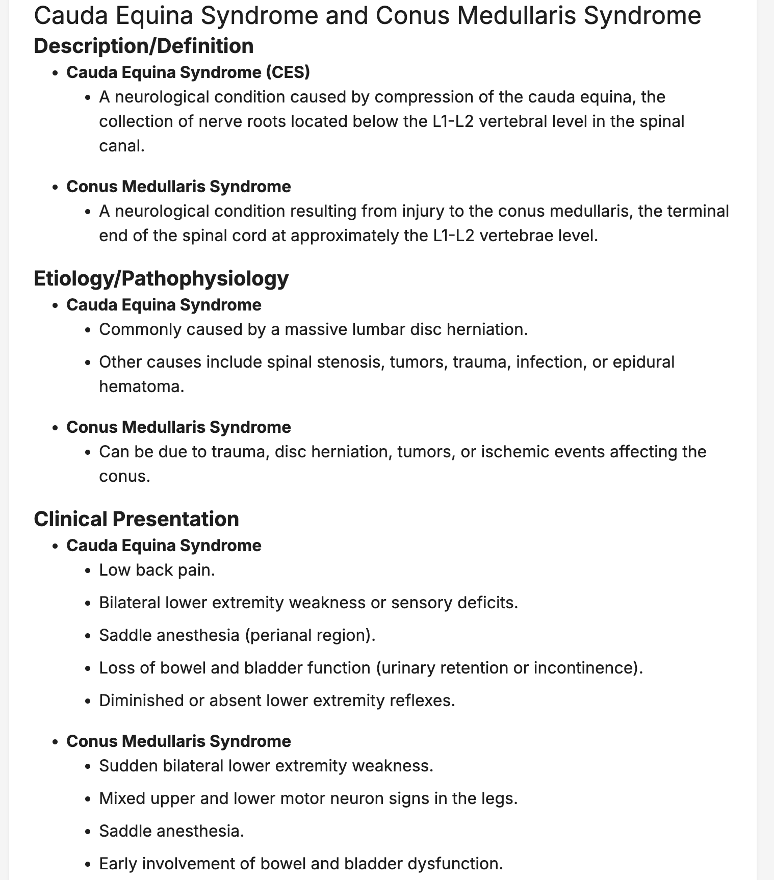 What Is The Difference Between Conus Medullaris Syndrome Conus