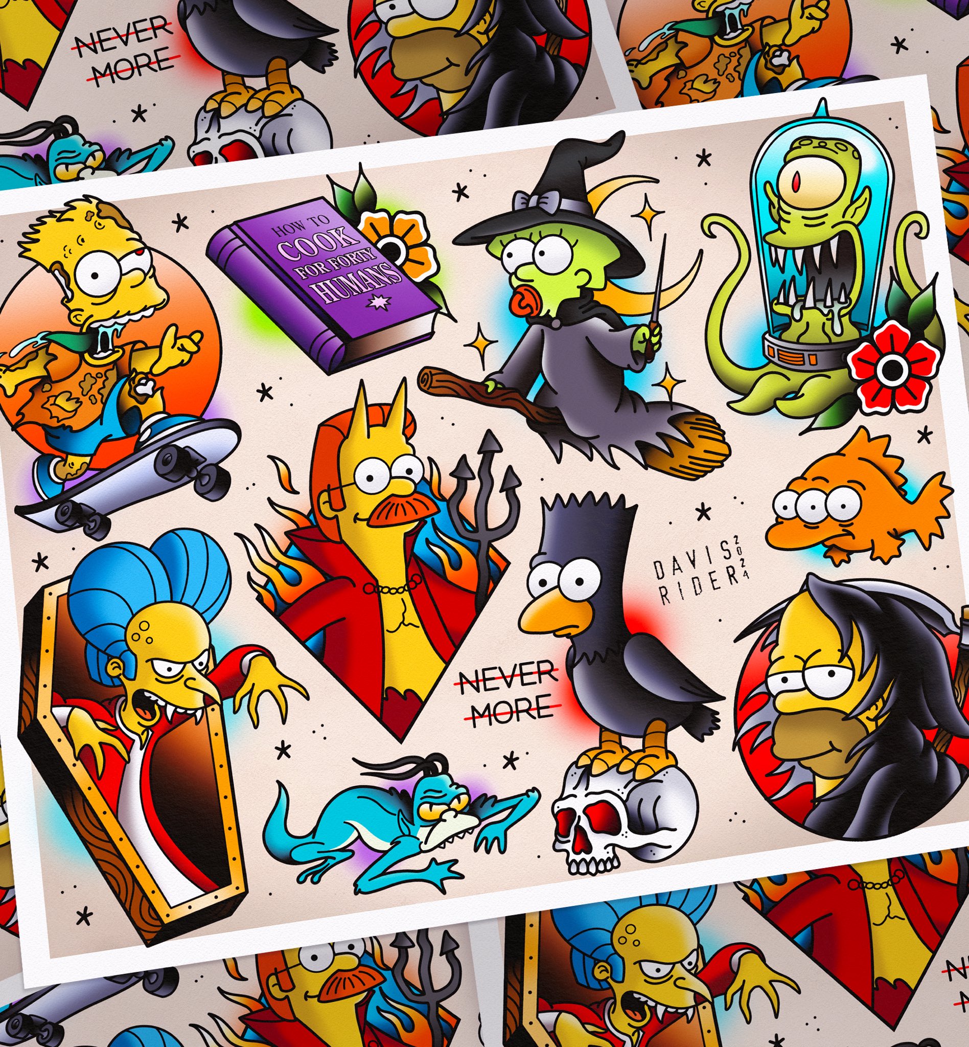 Simpsons Treehouse Of Horror Tatovering Punk Simpsons Tattoo Flash