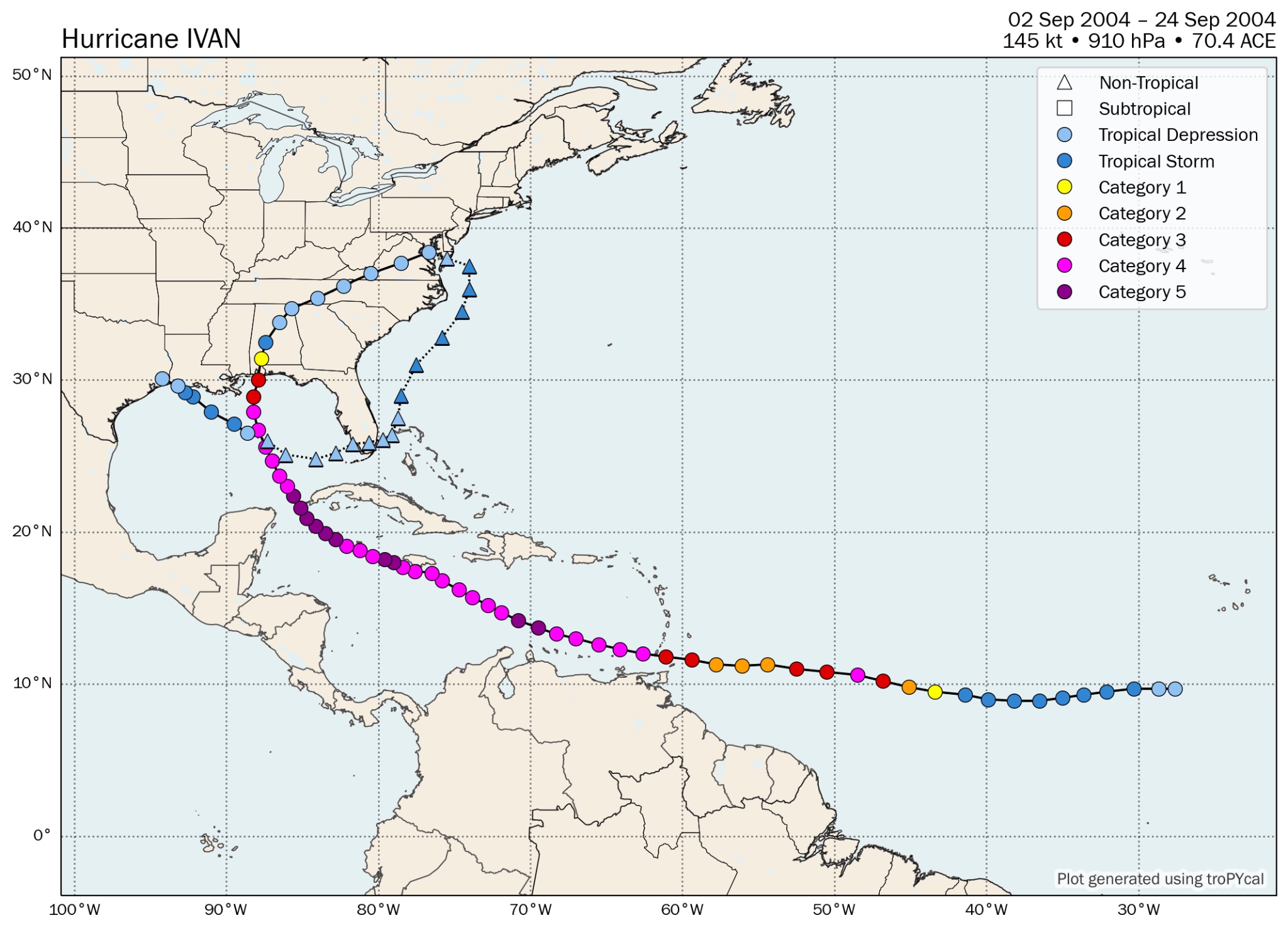 Hurricane Ivan Charts Hurricane Ivan