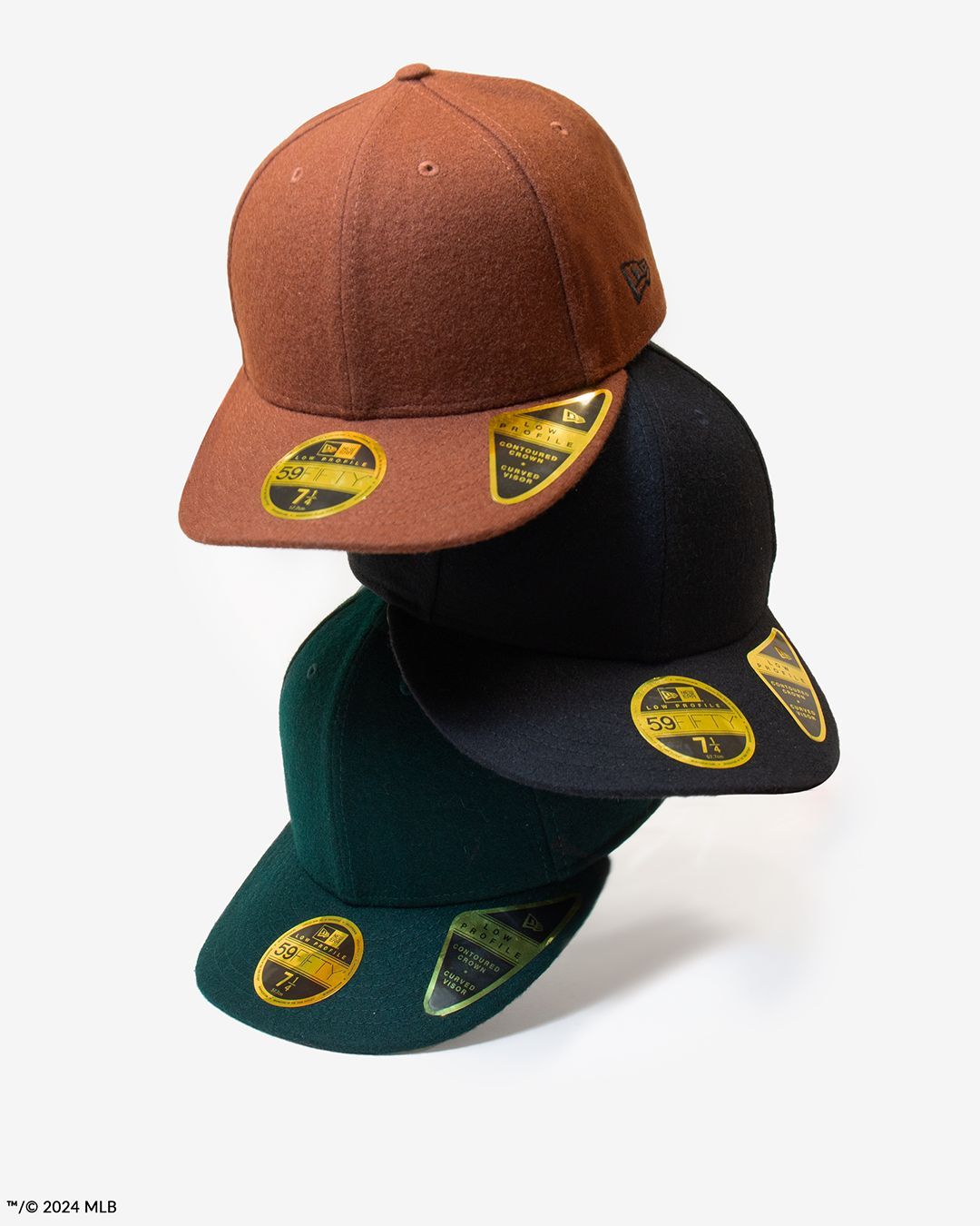 Melton Wool Fitted Baseball Cap Wool Blend Melton Ballcap W/Plaid
