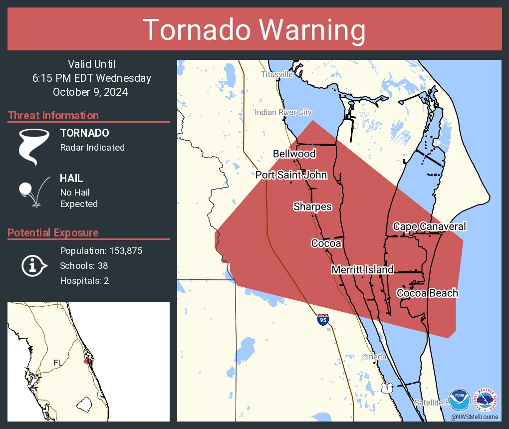 Map Of Rockledge Fl Area NWS Melbourne On X: "Tornado Warning