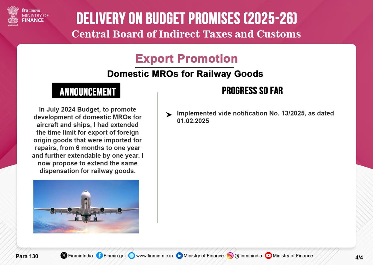 To promote domestic MROs, the extended export timelines already ...