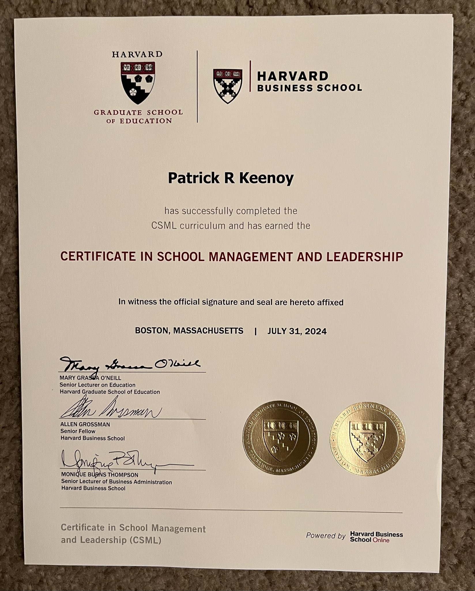 Harvard Diploma Phd