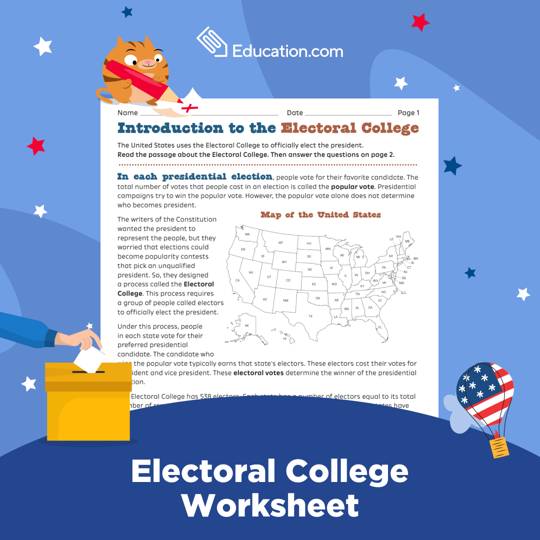 Electoral College Worksheets American Government Set Of 2