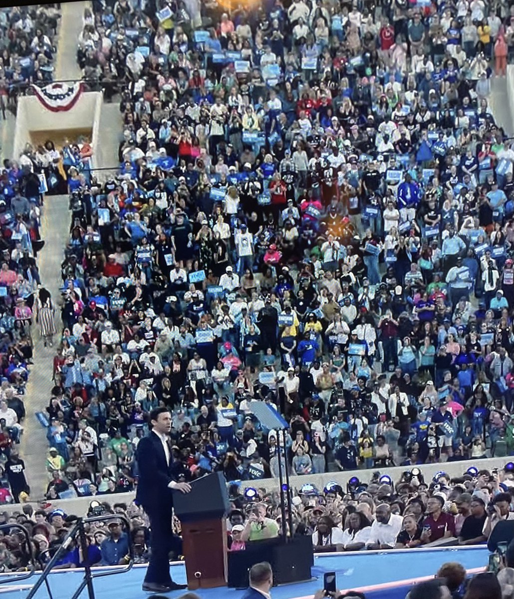 Line to get into the Harris/Obama/Bruce rally stretched all the way ...