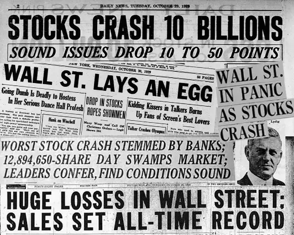 The Great Depression Newspaper Headlines From The 1929 Stock Market