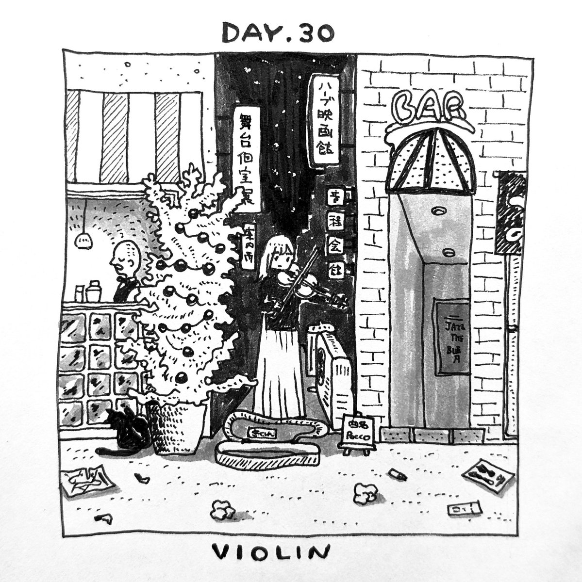 「DAY30. VIOLIN #inktober #kuretake_inktober2024 #inktober202」Pecco【6/13 ...
