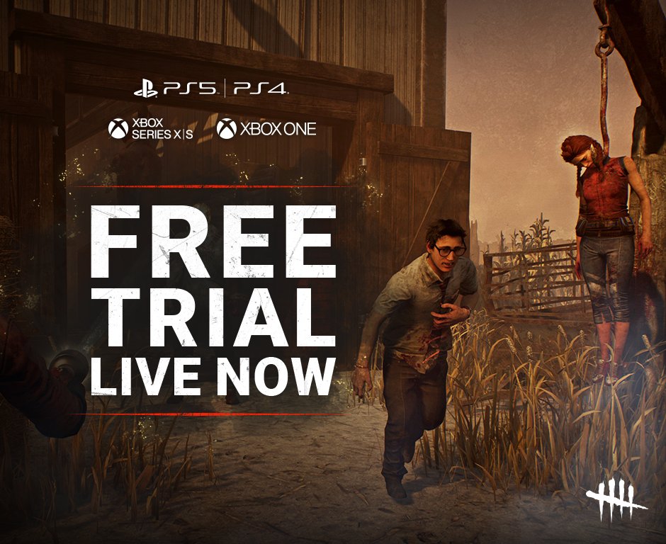 Dead by Daylight on X Get ready for a free weekend starting on November 21 on PlayStation and Xbox Give Dead by Daylight a try or bring a friend into The Fog