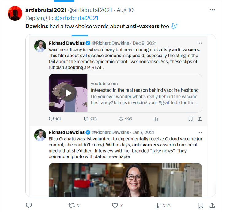 This is delicious.. Professor Meme, Richard Dawkins, reposts Carole ...