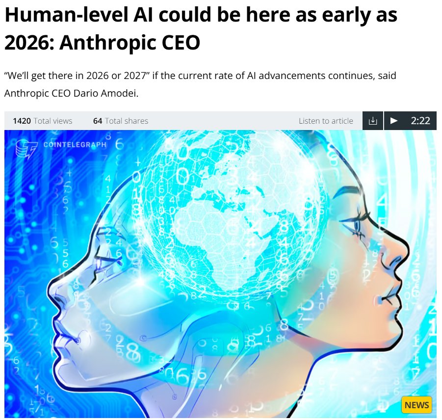 Anthropic CEO Dario Amodei Predicts Superintelligent AI by 2026-2027 ...
