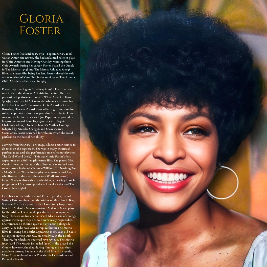 Matriz De Gloria Foster Black Kudos On X: "Remembering Gloria Foster.