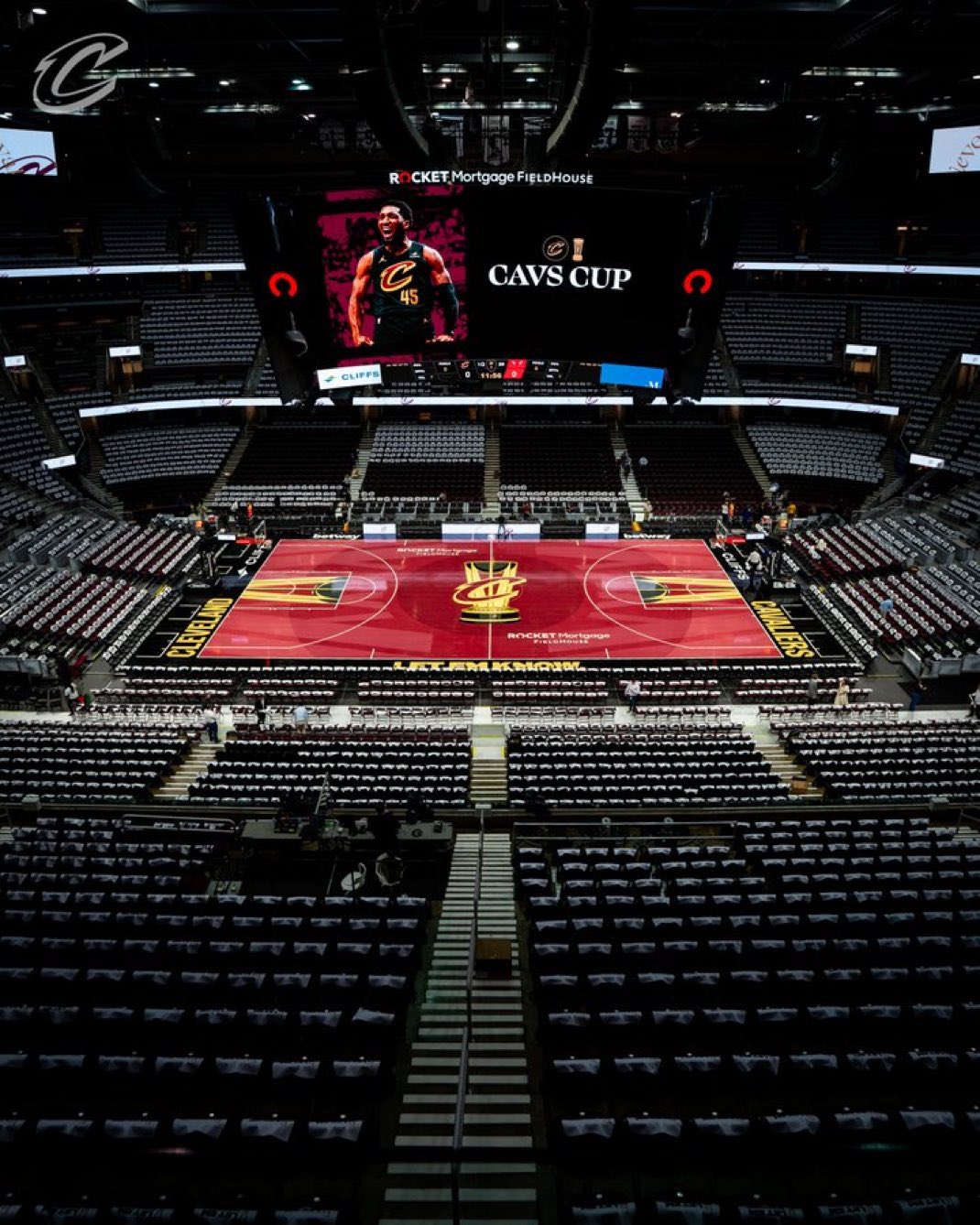 Cavs Court Over Head View Cavs Beats Mavericks On Half Court