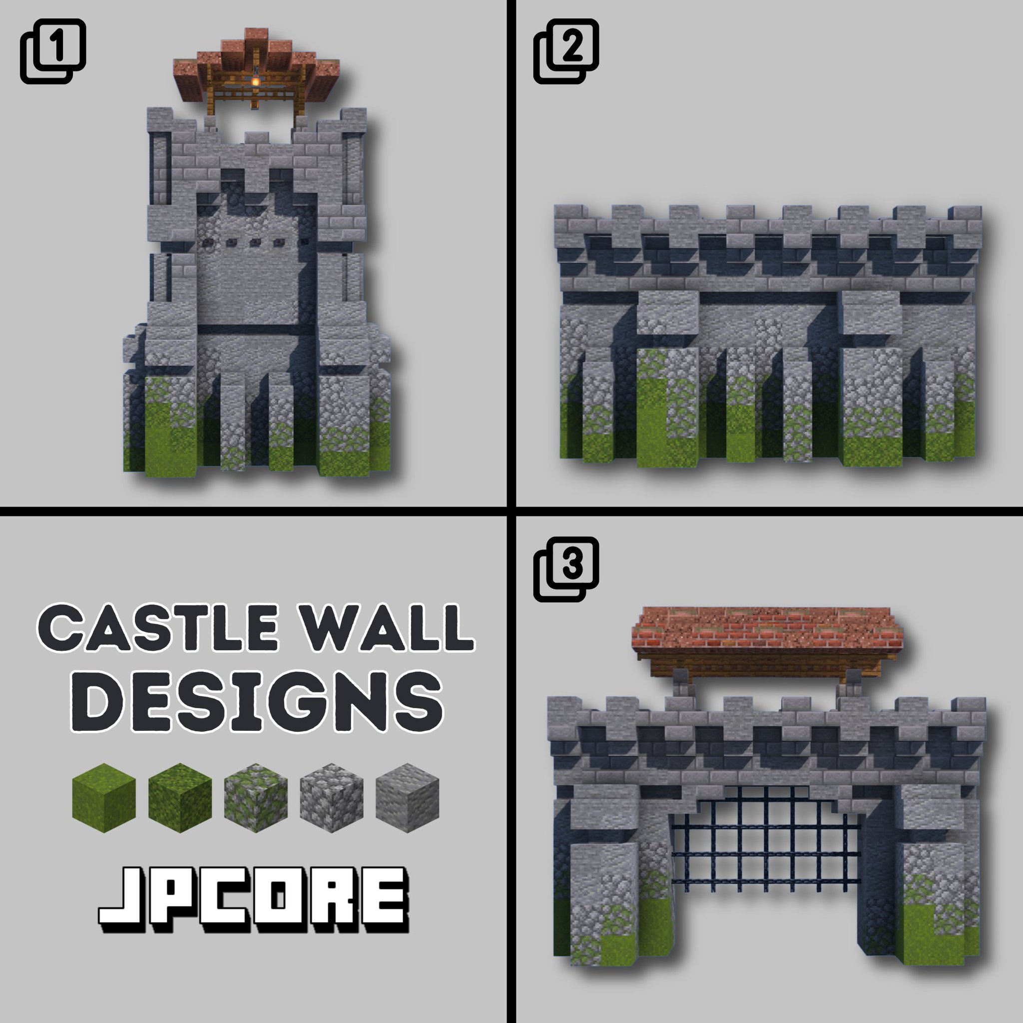 Minecraft Castle Wall Ideas Minecraft Castle Wall Designs | TikTok