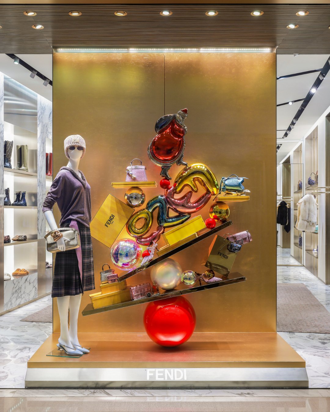 Fendi Window Displays Fendi Store Window On Fifth Avenue, NYC Stock