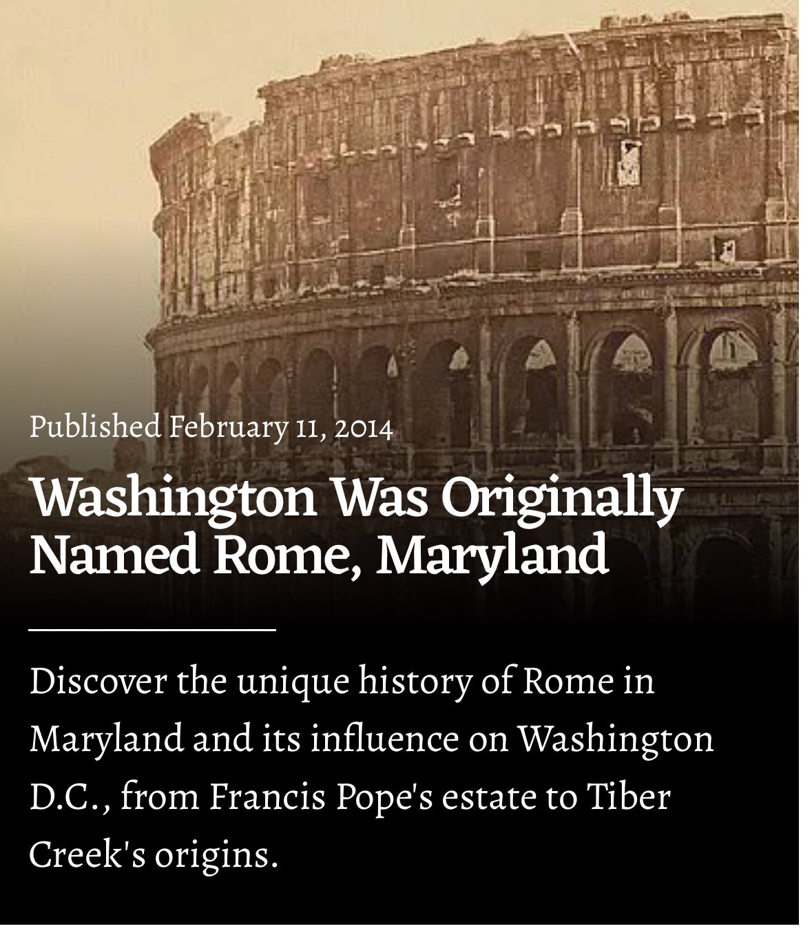 Was Washington Dc Once Called Rome