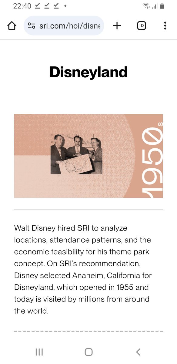 Stanford Research Institute was instrumental in helping Walt Disney ...