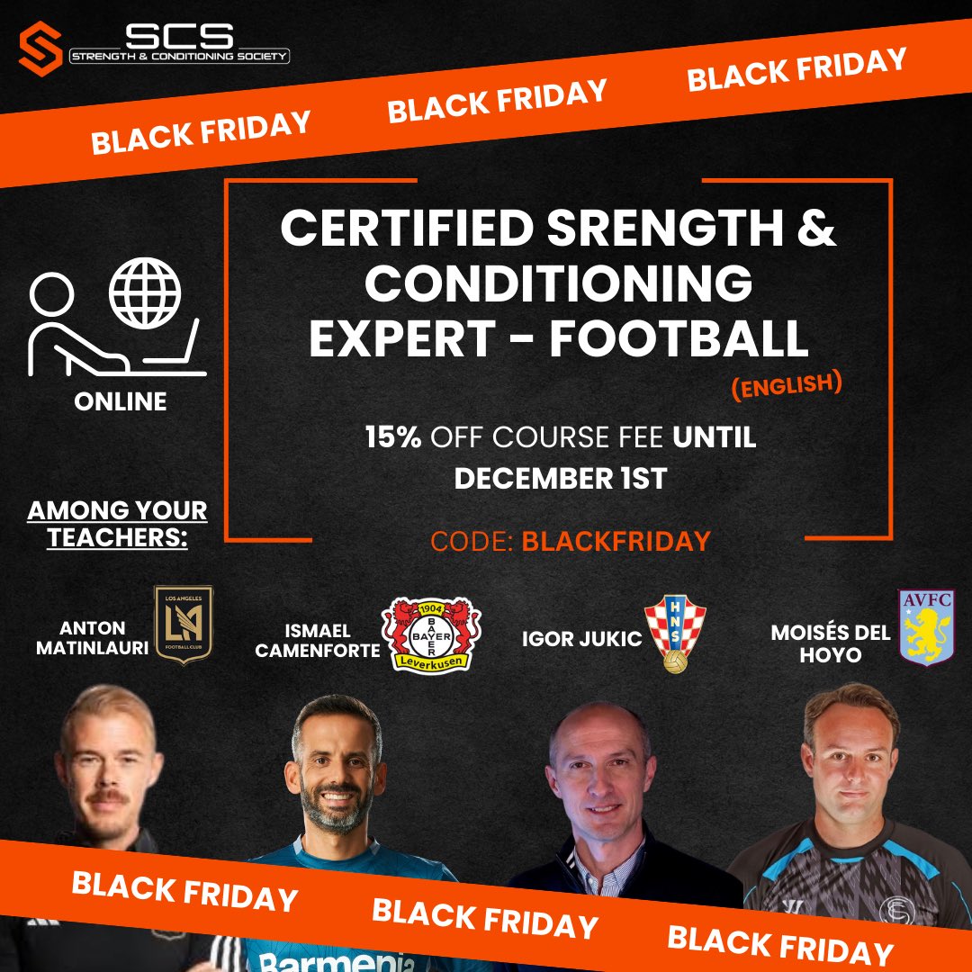 Strength Conditioning Society SCS on X Become a certified expert in S C in football Black friday is just around the corner so from SCS we want to give you a 15