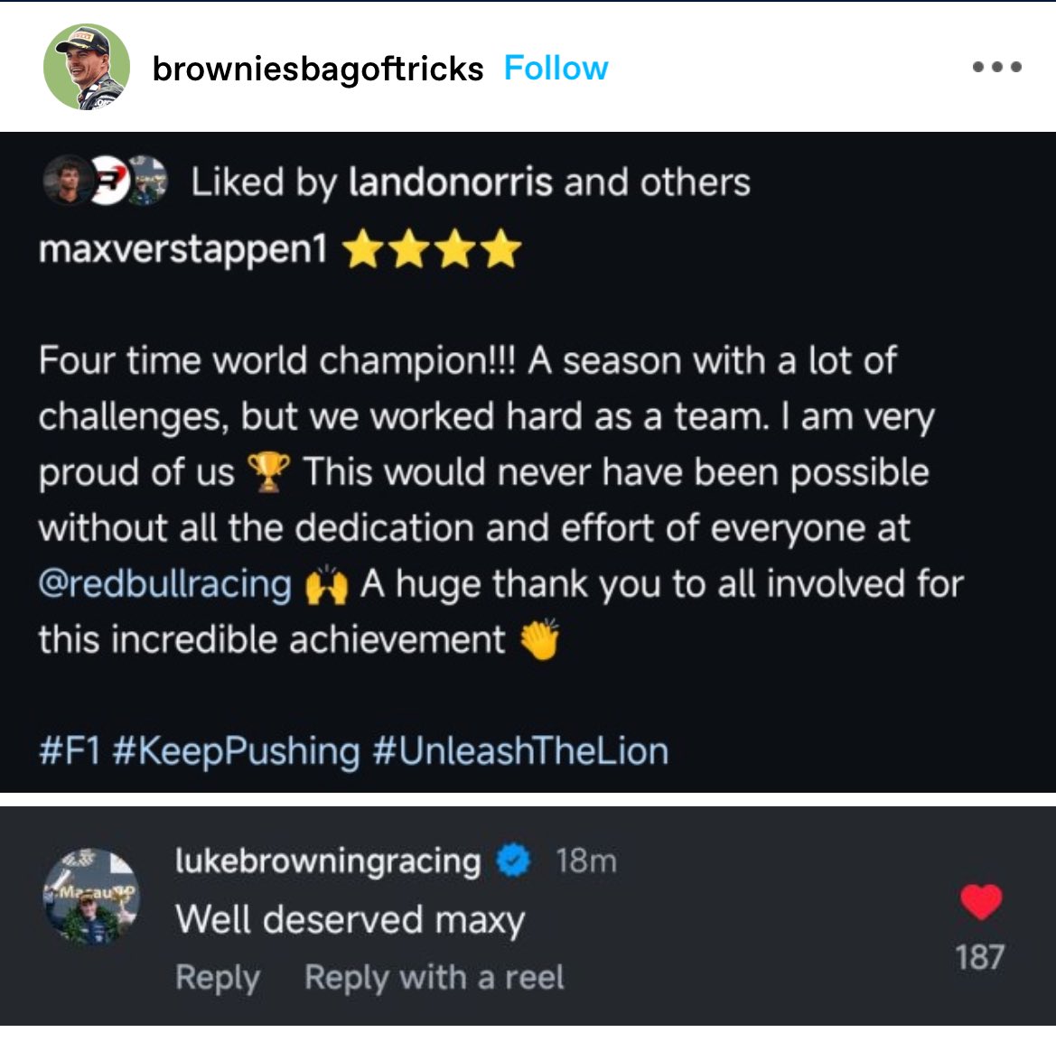 we need max “maxy” verstappen, gabriel “bubbles” bortoleto and luke ...