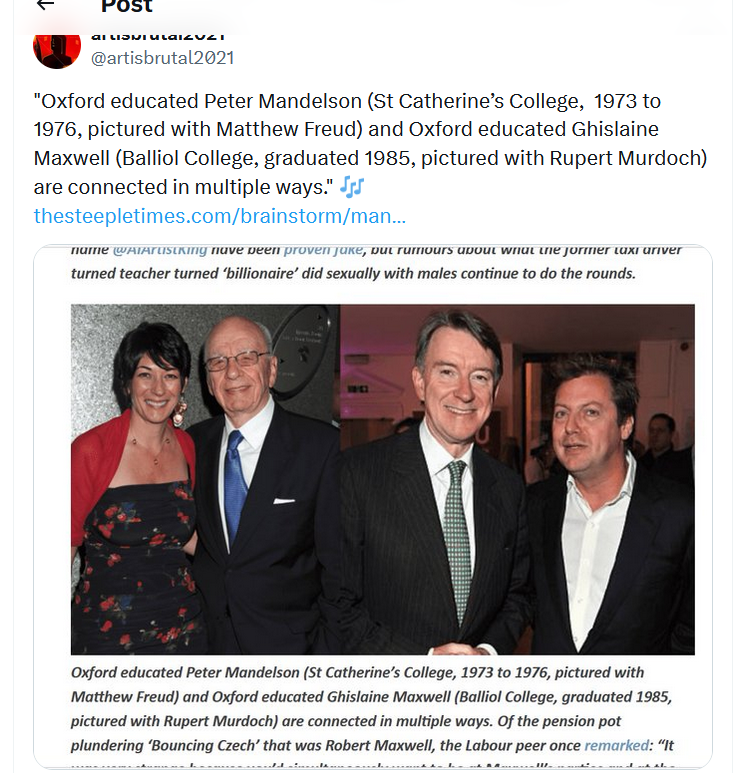 Peter Mandelson's company in bed with Peter Thiel's Palantir 🤭 - Thread ...