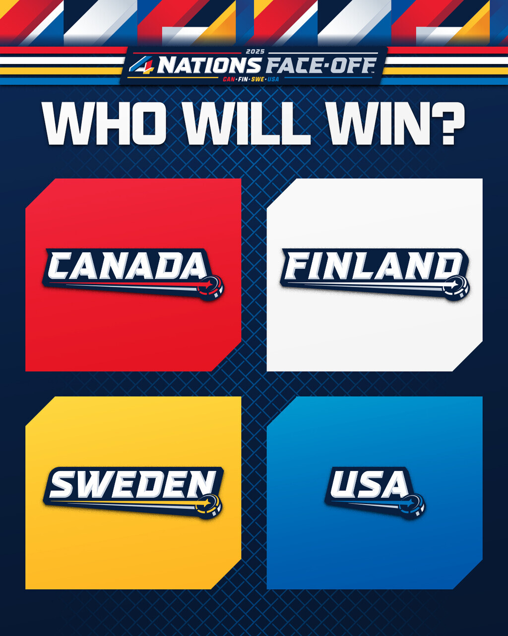 Four Nations Logo Canada Hockey NHL 4 Nations Face Off Champions 2025