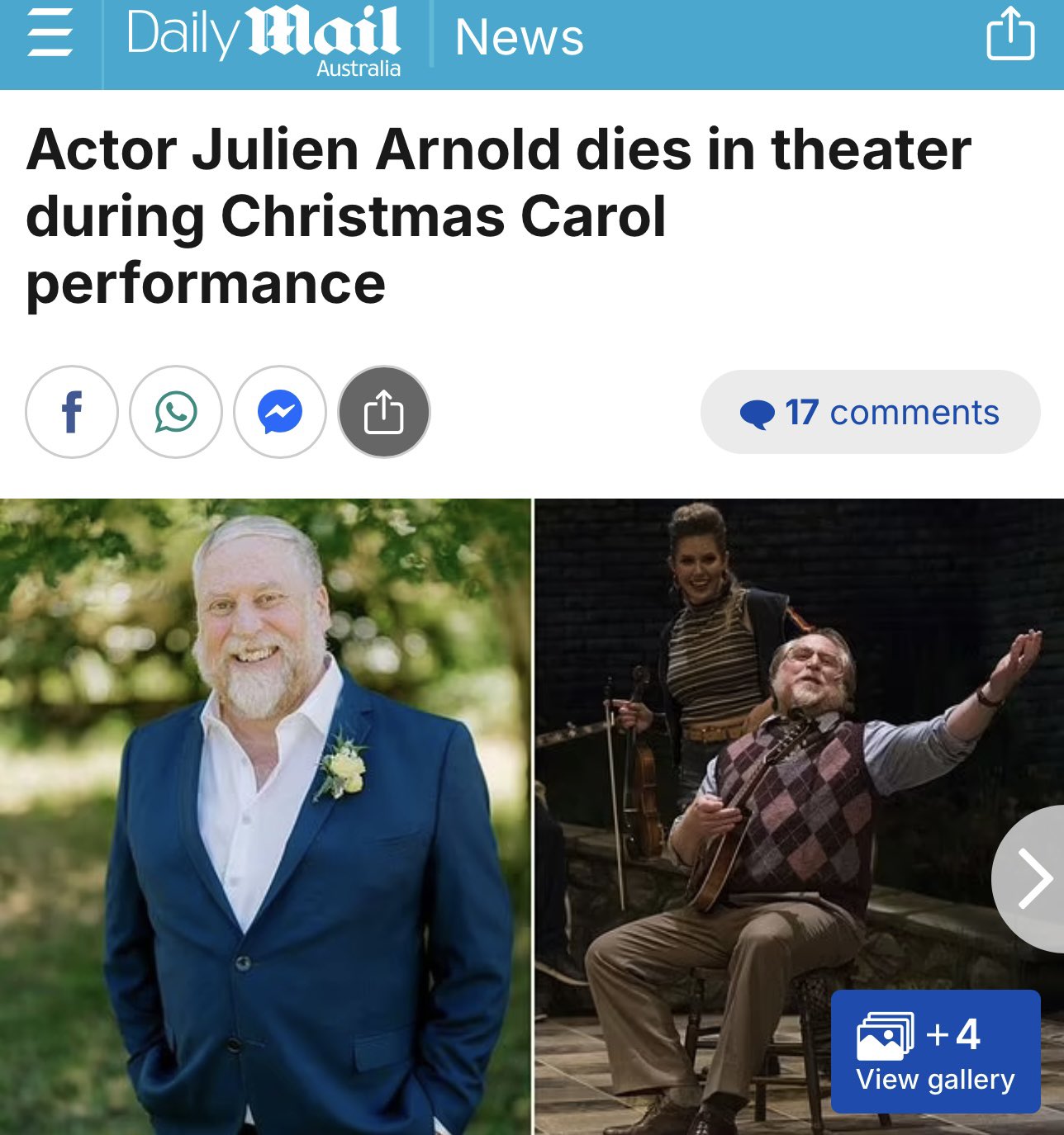 Theatre artist Julien Arnold died suddenly while performing onstage. He ...