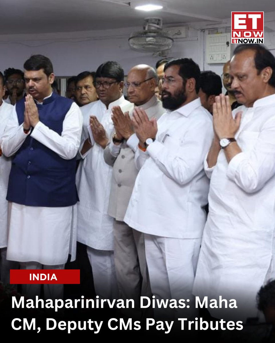 Maharashtra CM Devendra Fadnavis and Deputy CMs Eknath Shinde, Ajit Pawar Pay Tribute at Shivaji ...