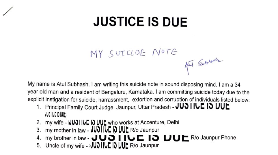 "DEATH HOLDS NO FEAR" These were the words of Atul Subhash, a 34-year ...