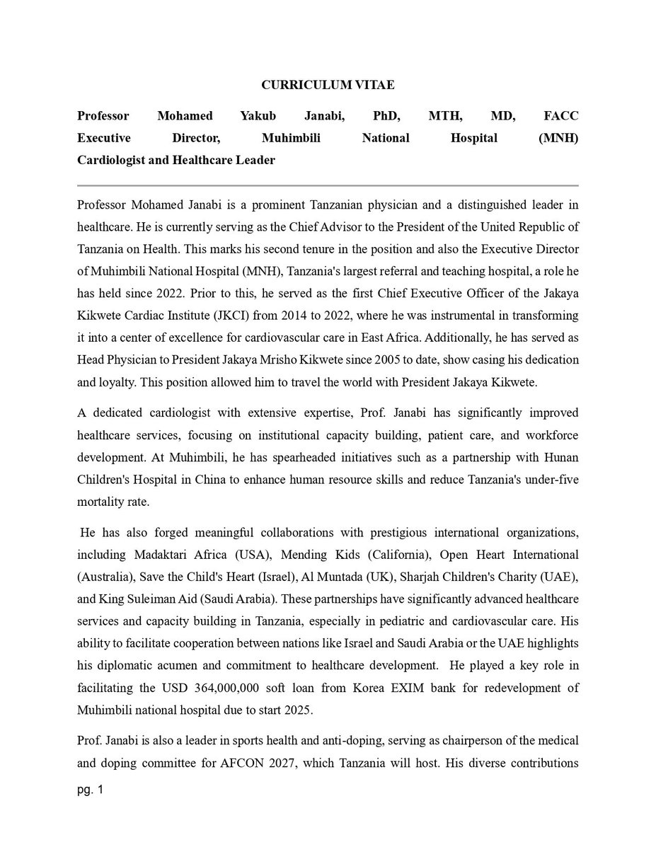 Umeiona CV ya Dr. Mohammed Yakubu Janabi lakini? CV ina 18 pages na ...