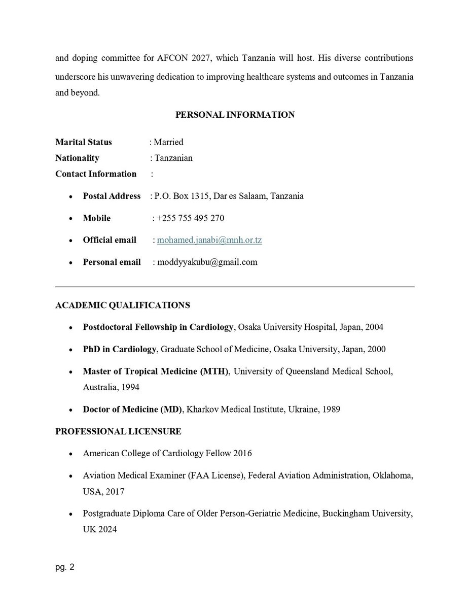 Umeiona CV ya Dr. Mohammed Yakubu Janabi lakini? CV ina 18 pages na ...