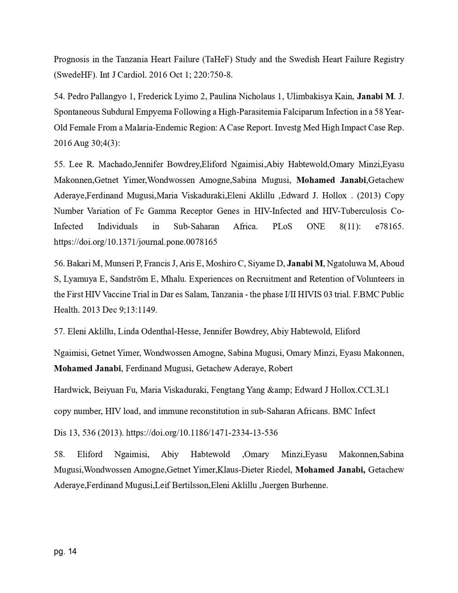 Umeiona CV ya Dr. Mohammed Yakubu Janabi lakini? CV ina 18 pages na ...