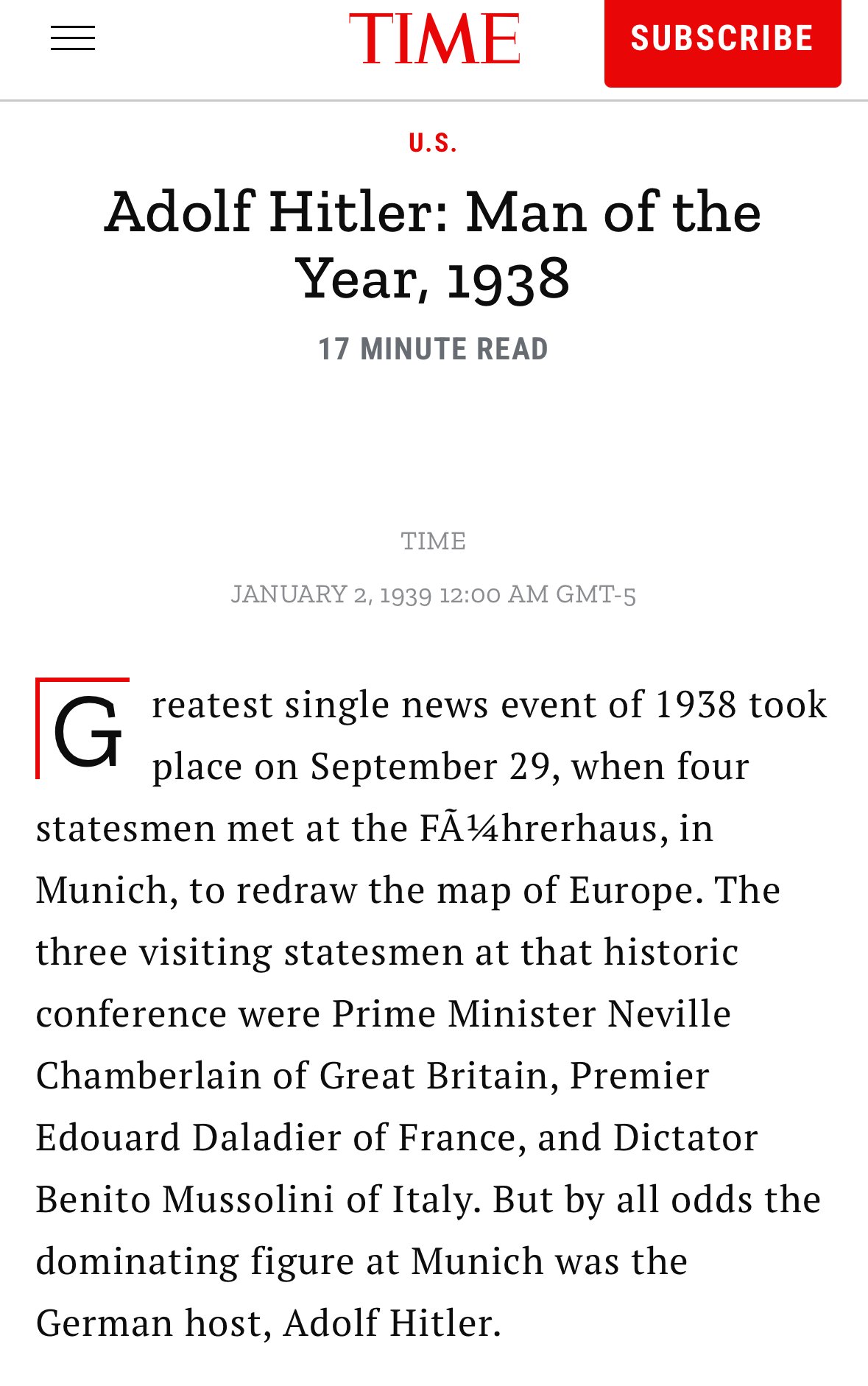 Time Magazine Person Of The Year 1938 You (Time Person Of The Year)