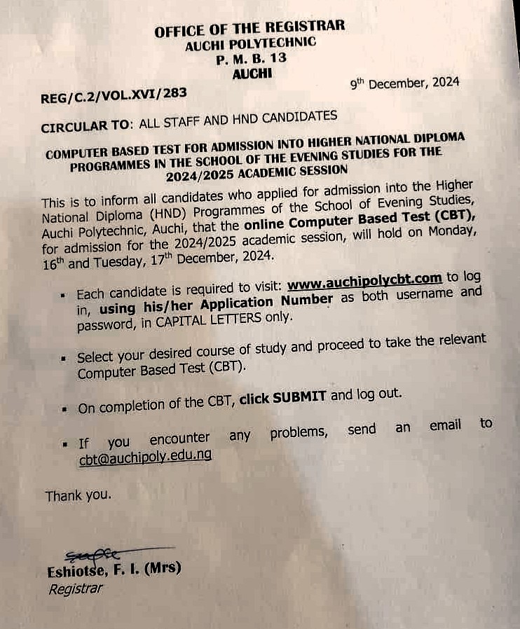 Auchi Poly Logo Auchi Polytechnic SPATS Admission Form – Fliplearn