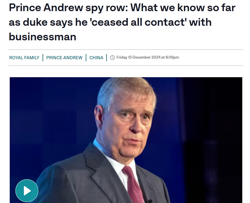 "Prince Andrew spy row: What we know so far as duke says he 'ceased all ...