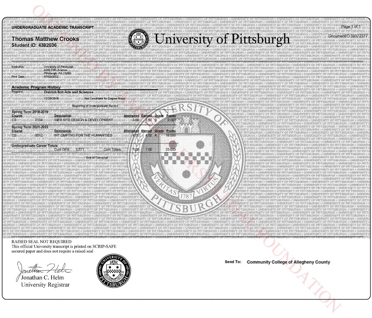 🚨 BREAKING 🚨 AFL has obtained the academic records of Thomas Matthew ...