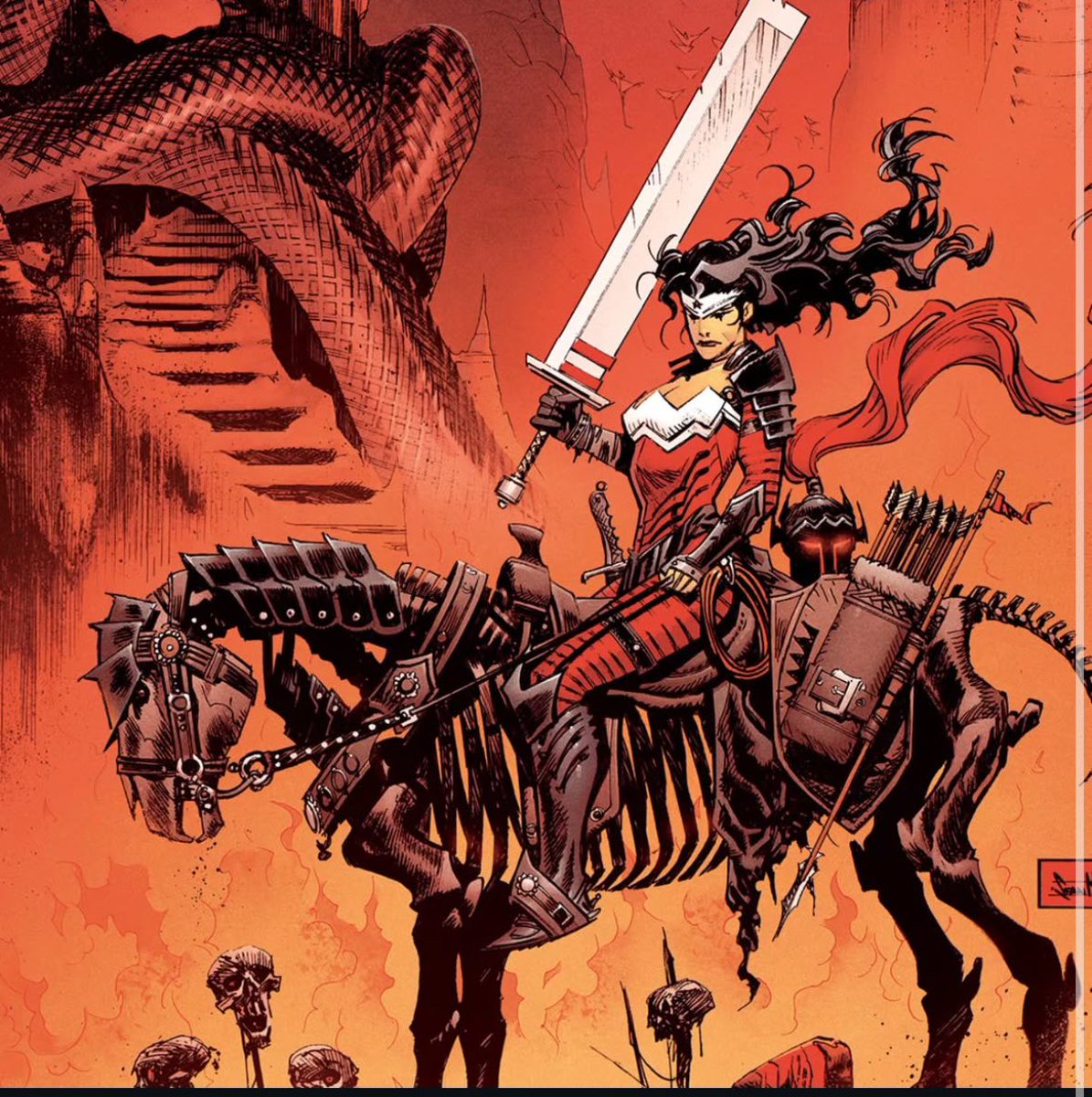 Close up of Absolute WW cover, based on Frazetta's "Death Dealer ...