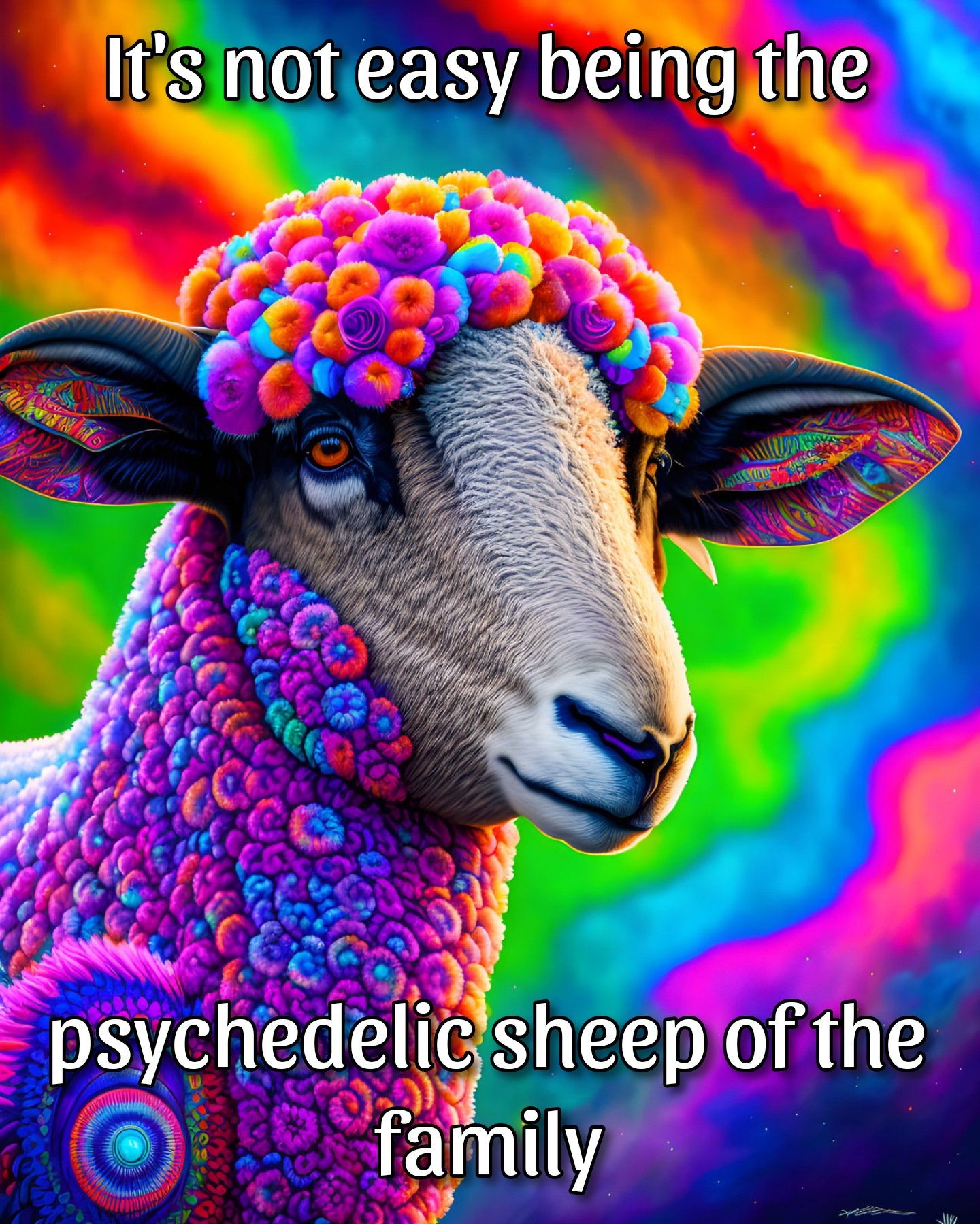 Psychedelic Sheep Memes ItS Not Easy Being The Psychedelic Sheep Of