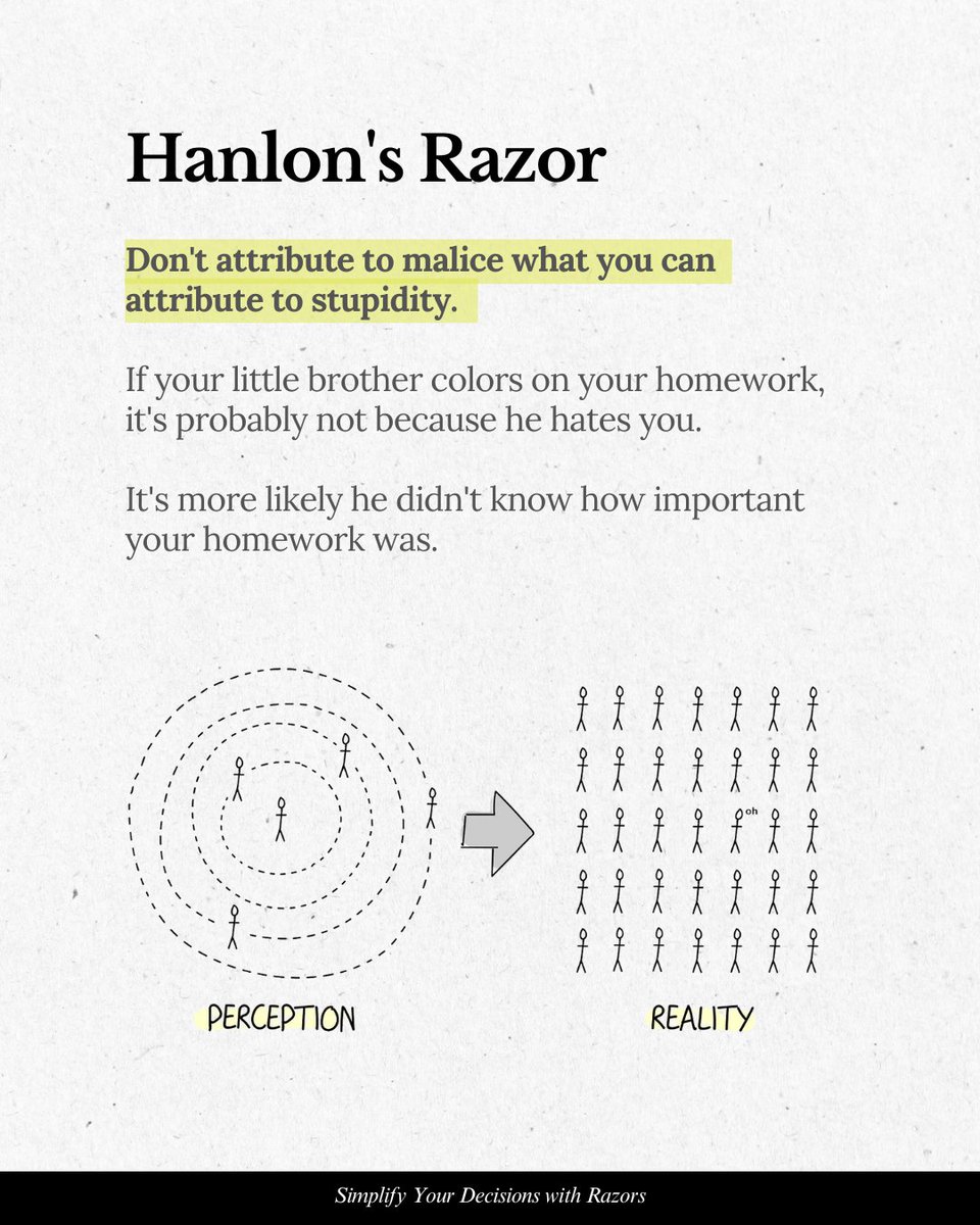 A “Razor” is a rule of thumb that simplifies decision making. Here are ...