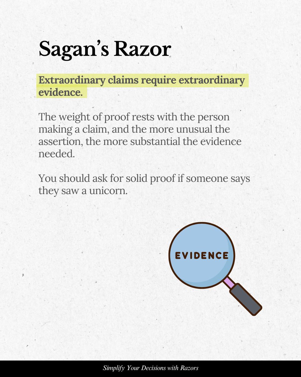 A “Razor” is a rule of thumb that simplifies decision making. Here are ...