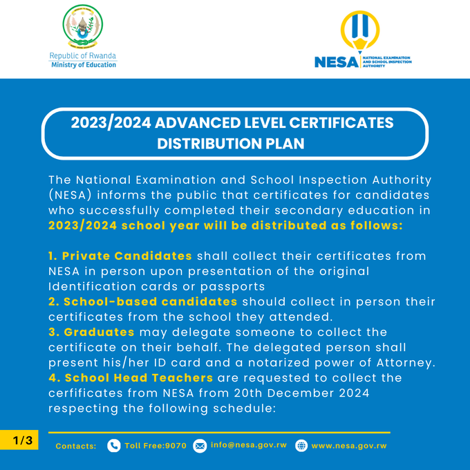 Amakuru meza aturutse muri NESA kuri uyu wa 18/12/2024 ajyanye n ...