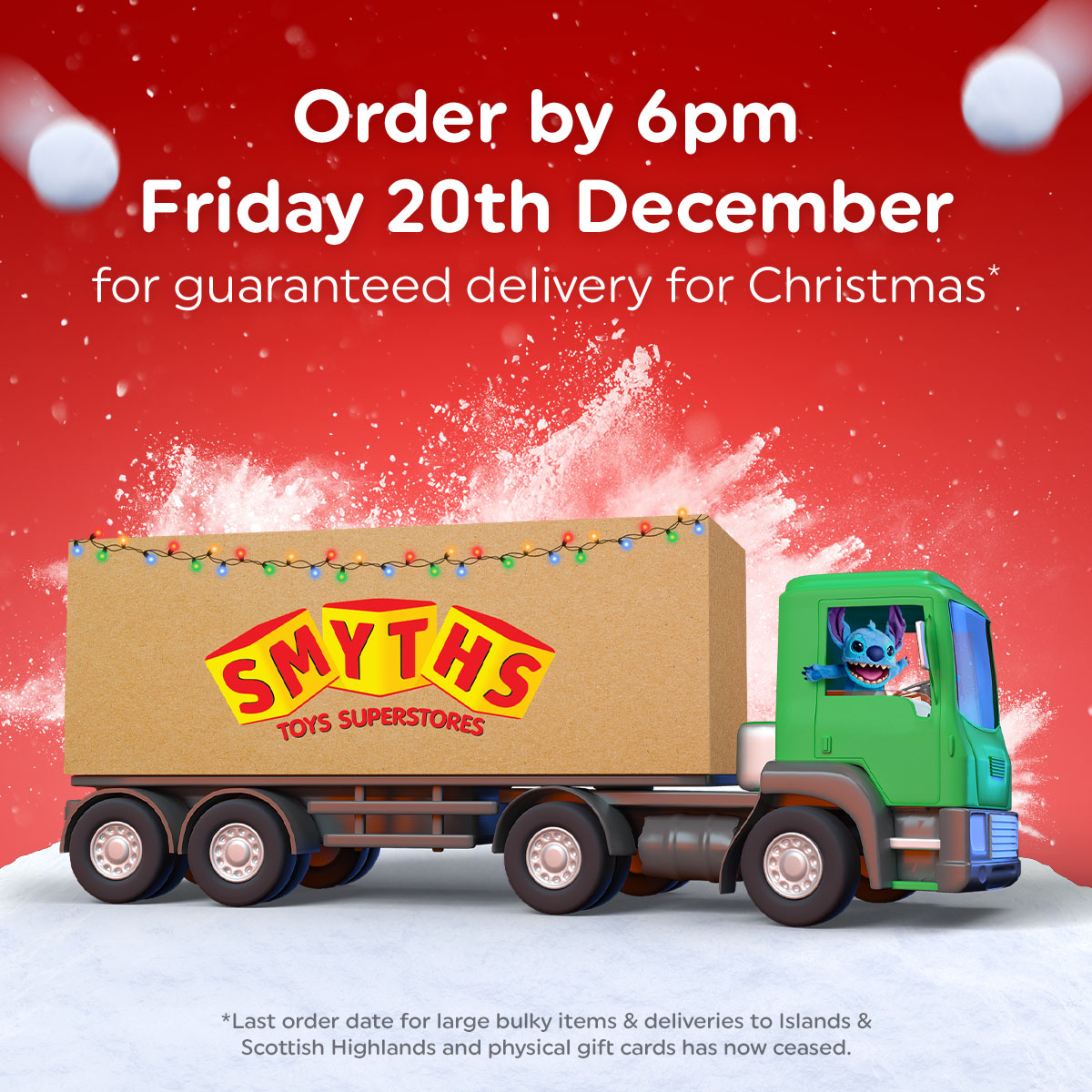 Smyths Toys UK on X Make sure your gifts arrive in time for Christmas Order by 6pm Friday 20th December for guaranteed delivery before the big day This excludes large