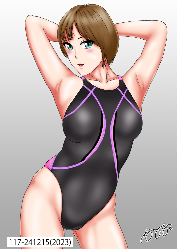 「本日のイラスト(2024/12/15分) 「実写写真からイメージした競泳水着絵」」|カツオ 冬コミ（C103）12/31（日）東メ28aのイラスト