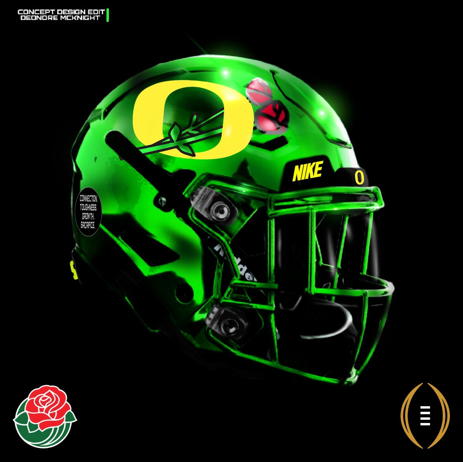 Oregon Rose Bowl Helmet Oregon Ducks Helmet During The Game. The