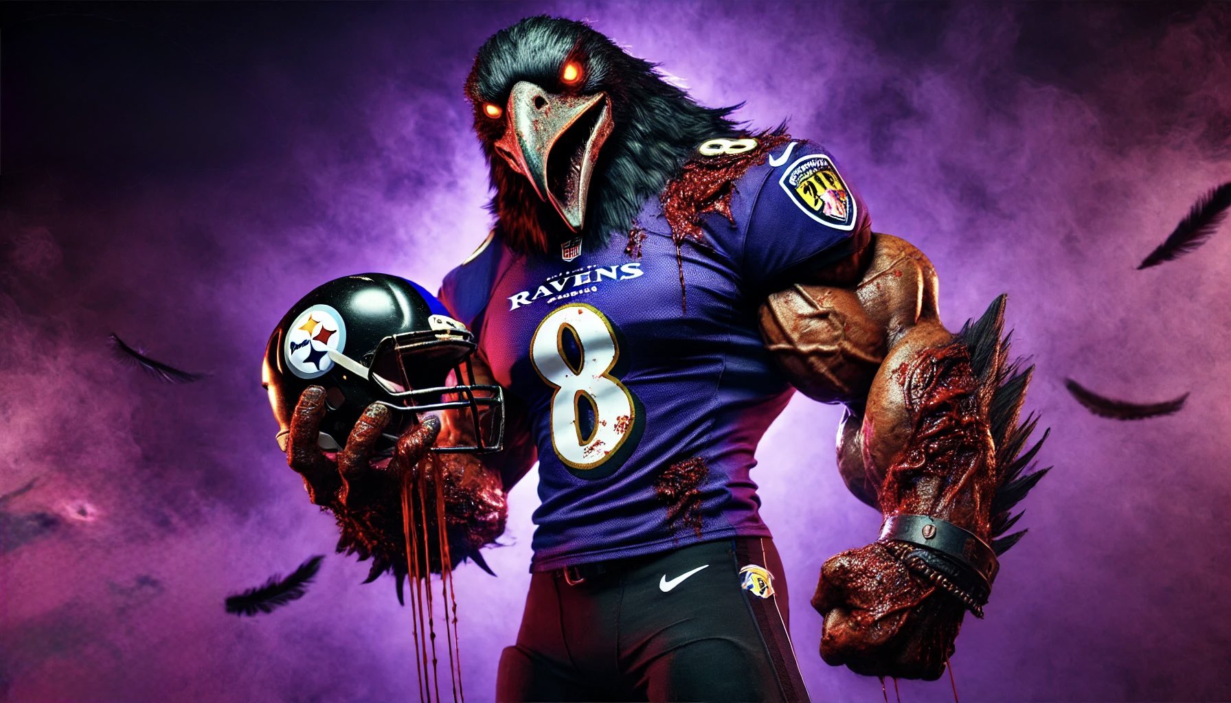 Ravens Beating Steelers Cartoon