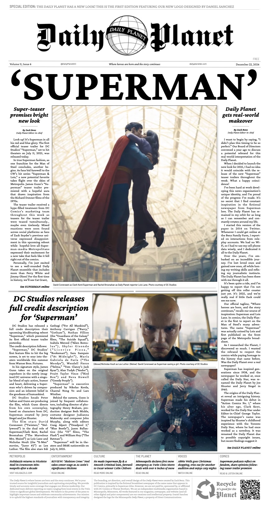 Daily Planet Newspaper Logo Superman: Daily Planet Replica Issue # 1