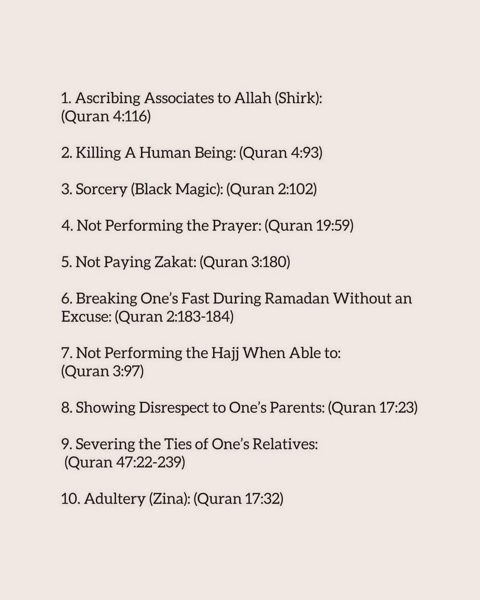 70 Major Sins in Islam... THREAD - Thread from Idris @7signxx - Rattibha