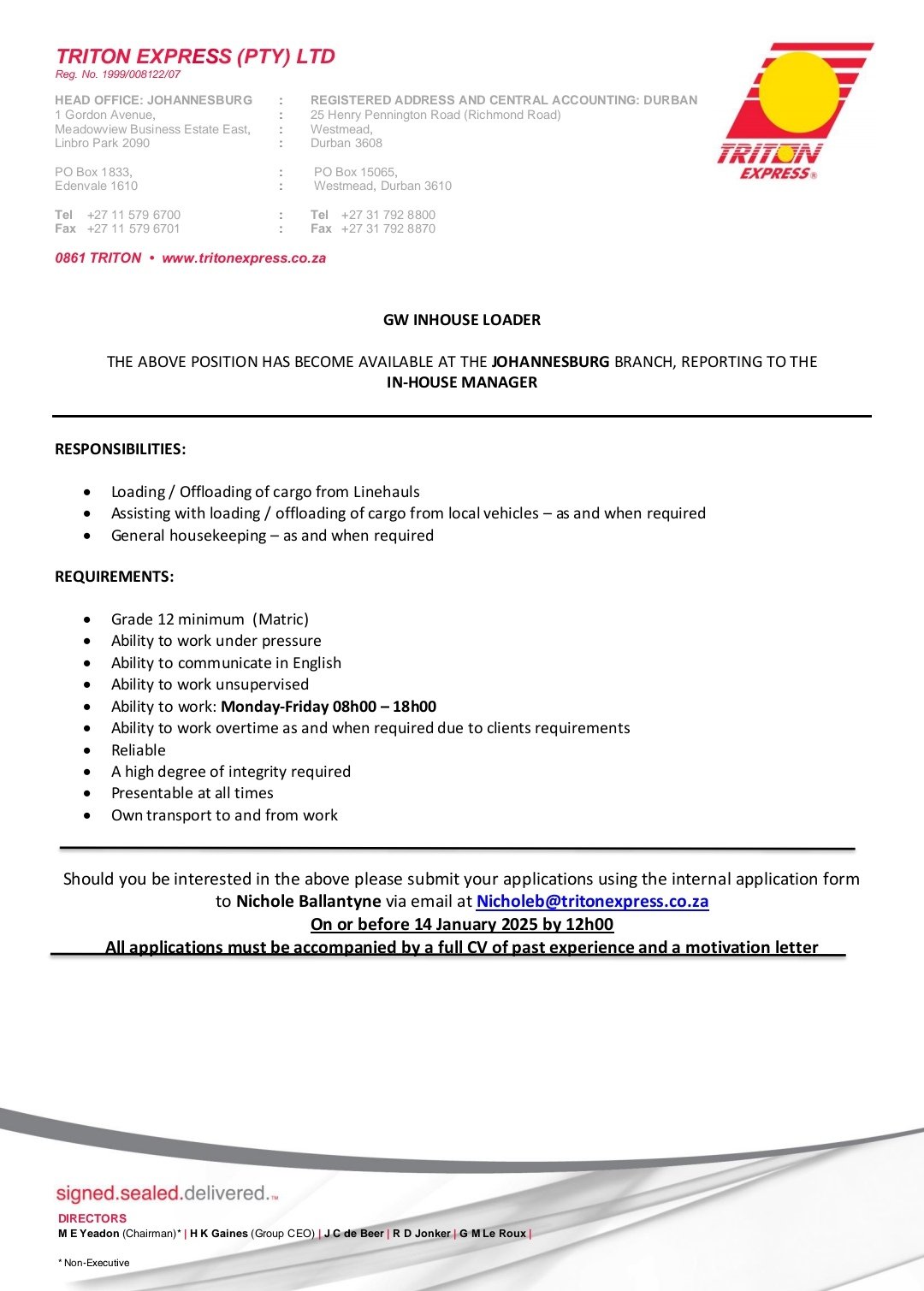 Triton Express Logo Triton Express Company Presentation