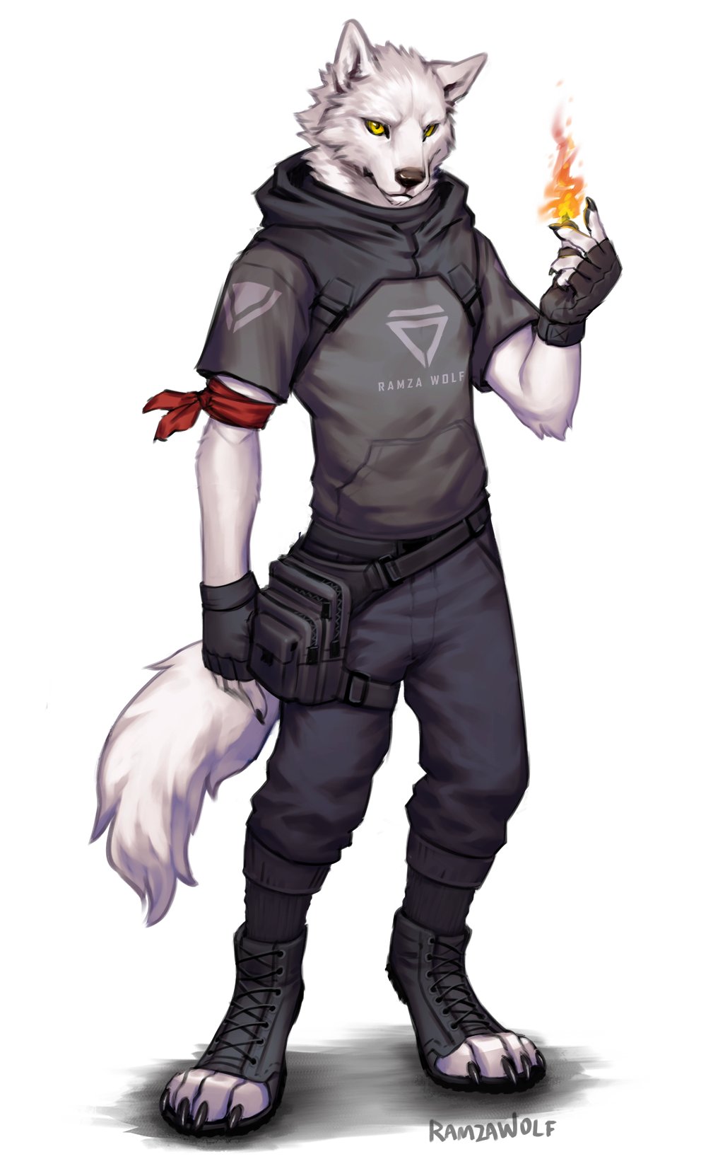 White Wolf Furry Male ArtStation Hunk Furry